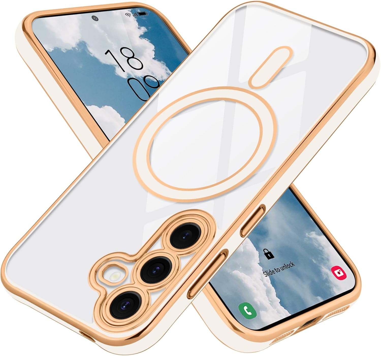 Clear Cell Phone Case for Samsung Galaxy S25 Plus/S24 Plus, White ...