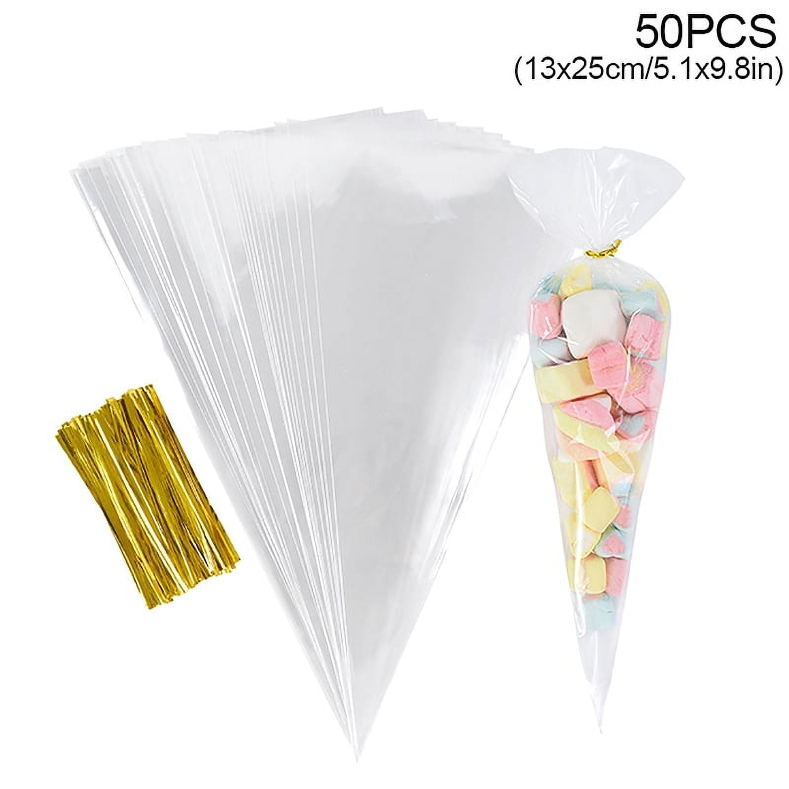 Clear Cellophane Candy Bag Transparent Cone Packaging Bags Wedding ...