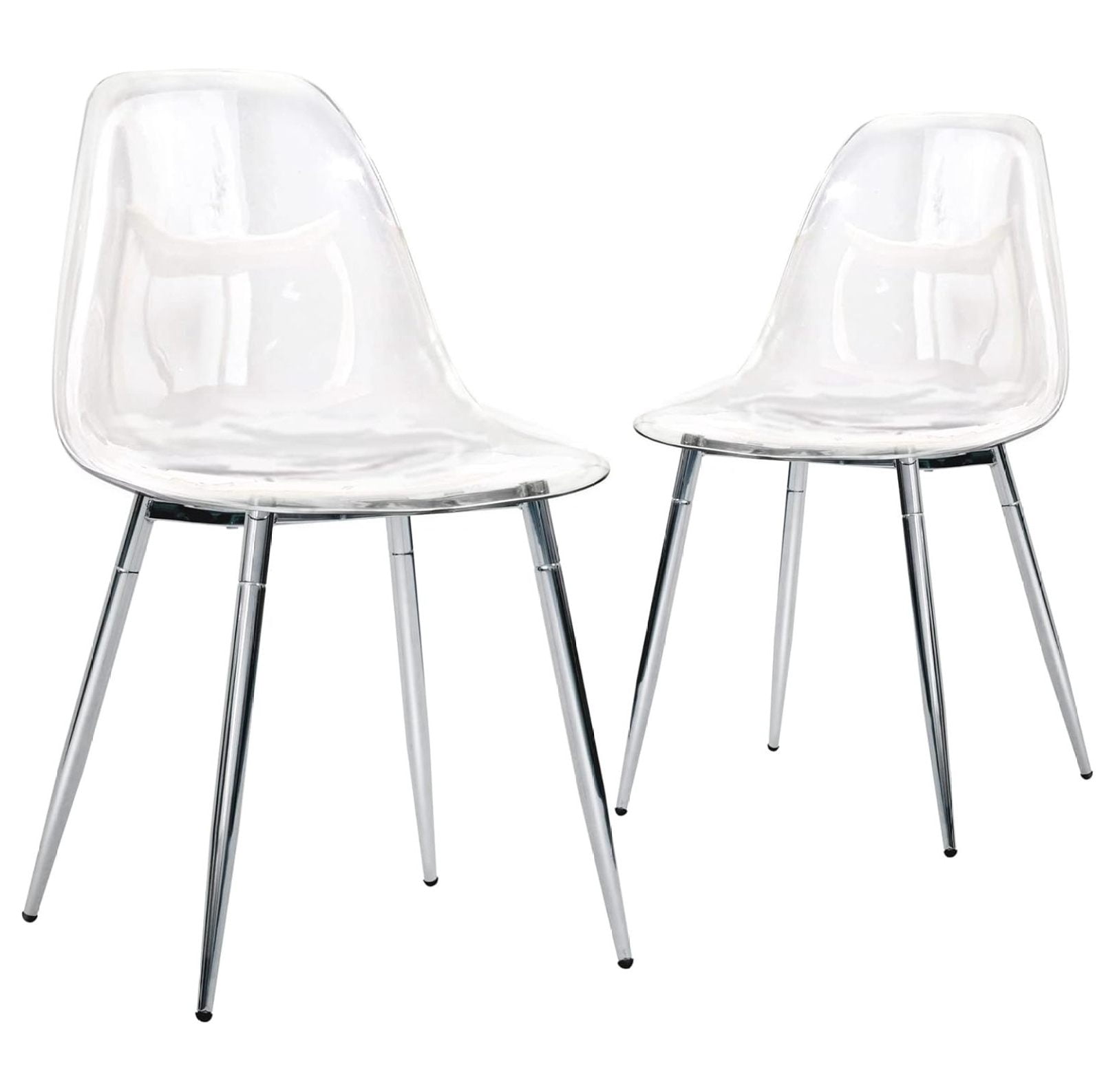 Clear Chair Set of 2 , Clear Dining Chairs with Metal Legs , Clear Desk ...
