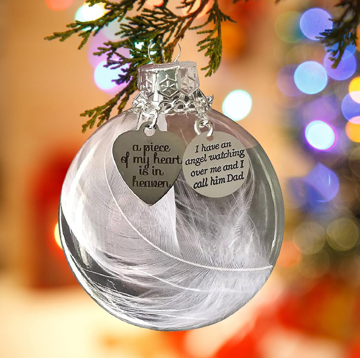Clear Christmas Memorial Ornament Feather Ball, A Piece of My Heart is ...