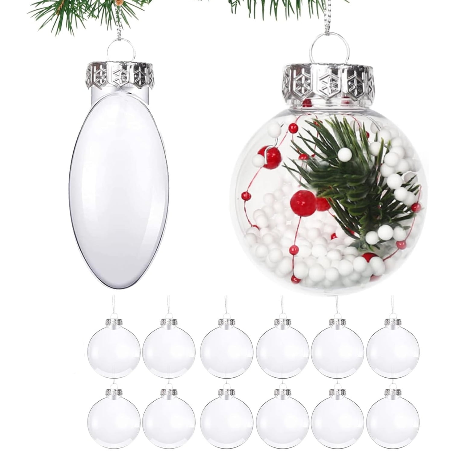 Clear Christmas Ornament,Plastic Christmas Ornament Balls for Crafts ...
