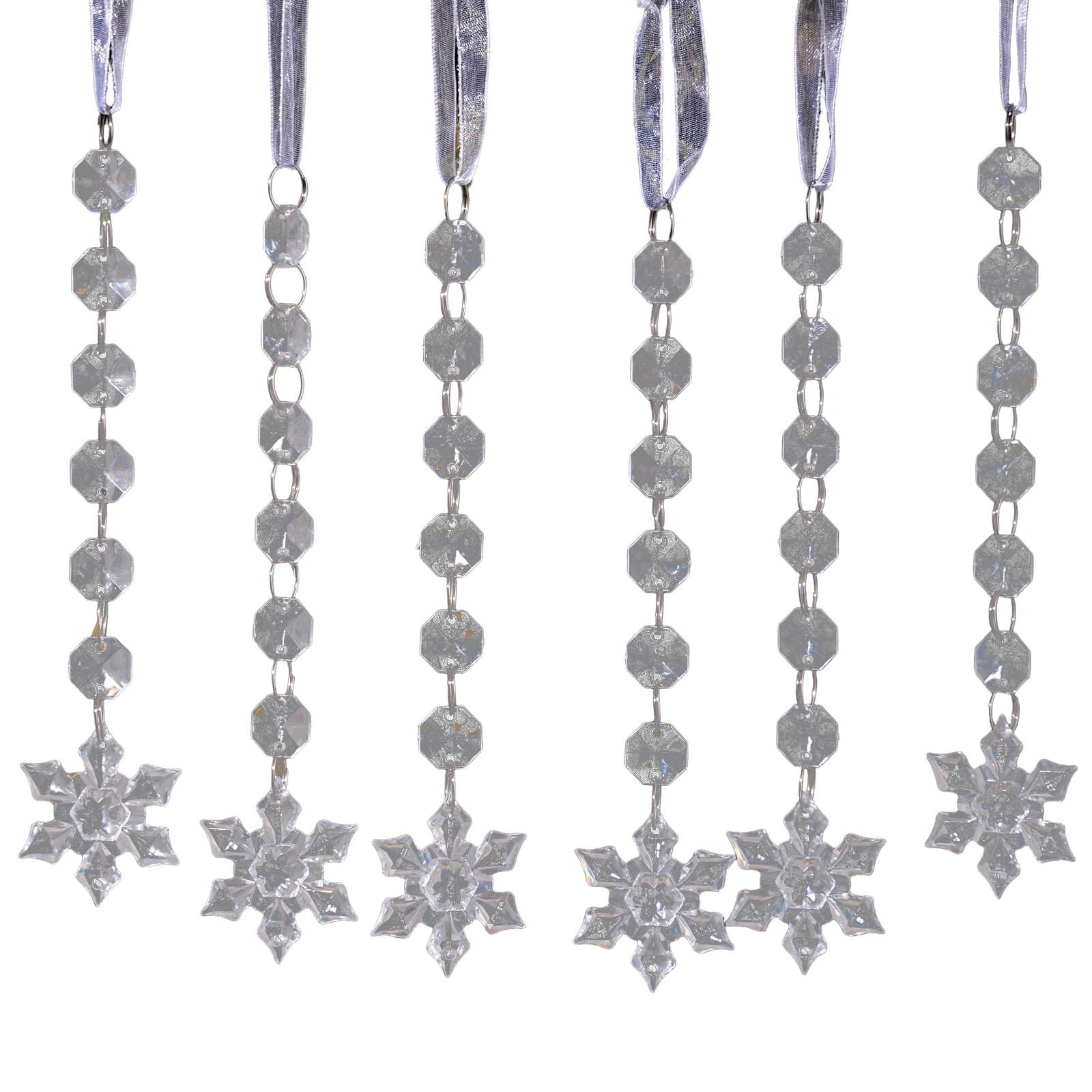 Clear Christmas Snowflake Hanging Ornaments Set Of 6 Acrylic Crystal ...