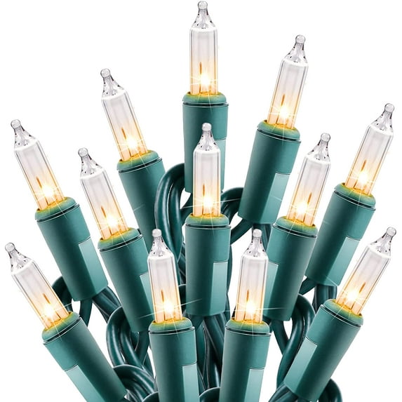 Clear Christmas String Lights 100 Count 25 Feet Incandescent Bulb Mini ...