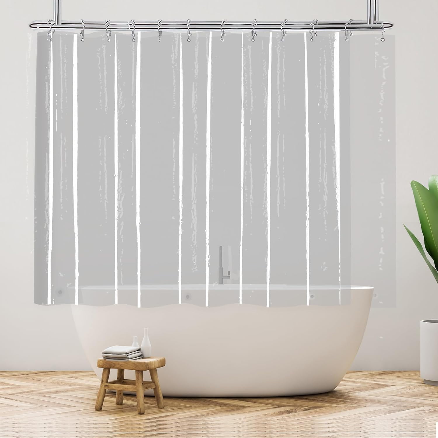 Clear Clawfoot Tub Shower Curtain Short Length 55 Inch 360 PEVA Wrap ...