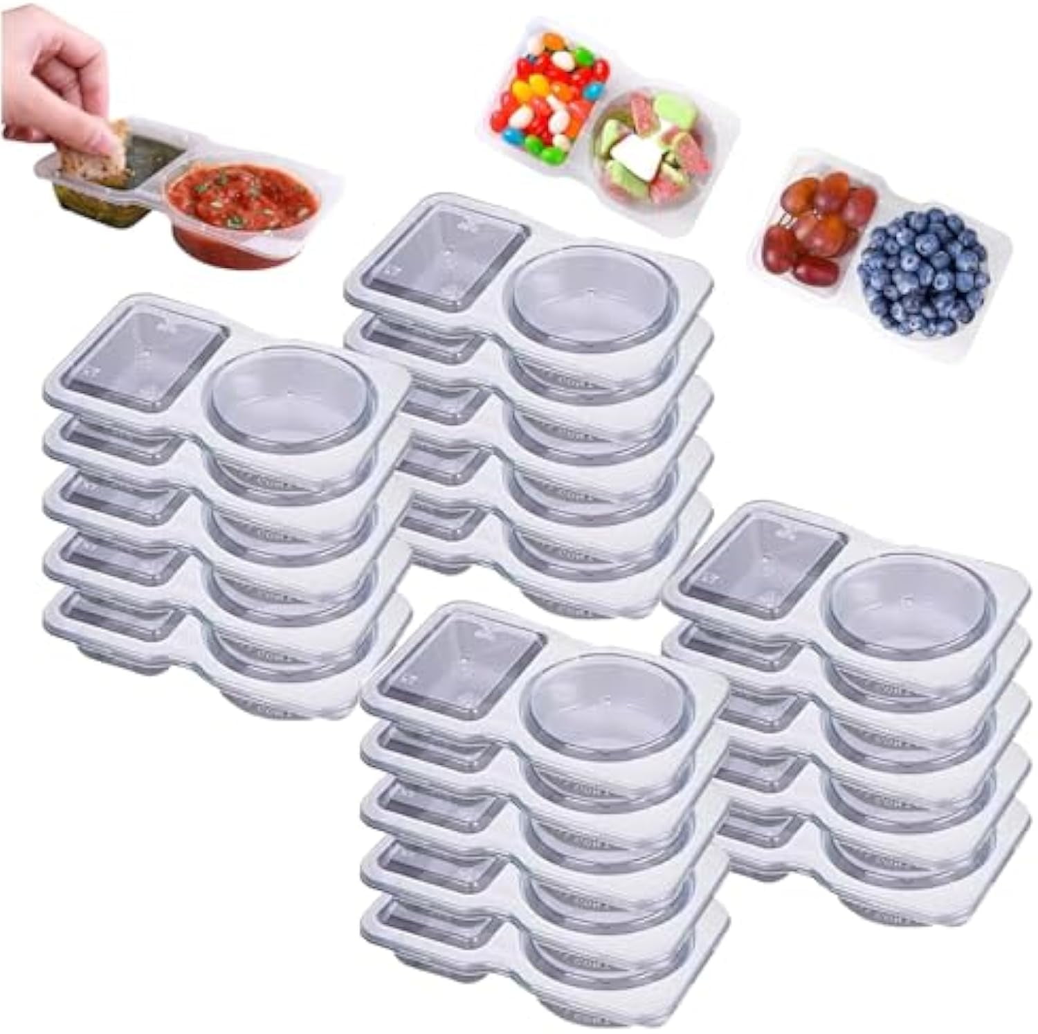 Clear and Clever Snack Containers with Lids, 30pcs Reusable Snack Pack ...