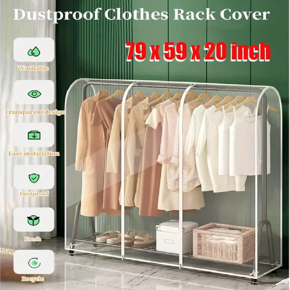 Clear Clothes Rail Cover Strong Garment Coat Hanger Protector Zipped ...