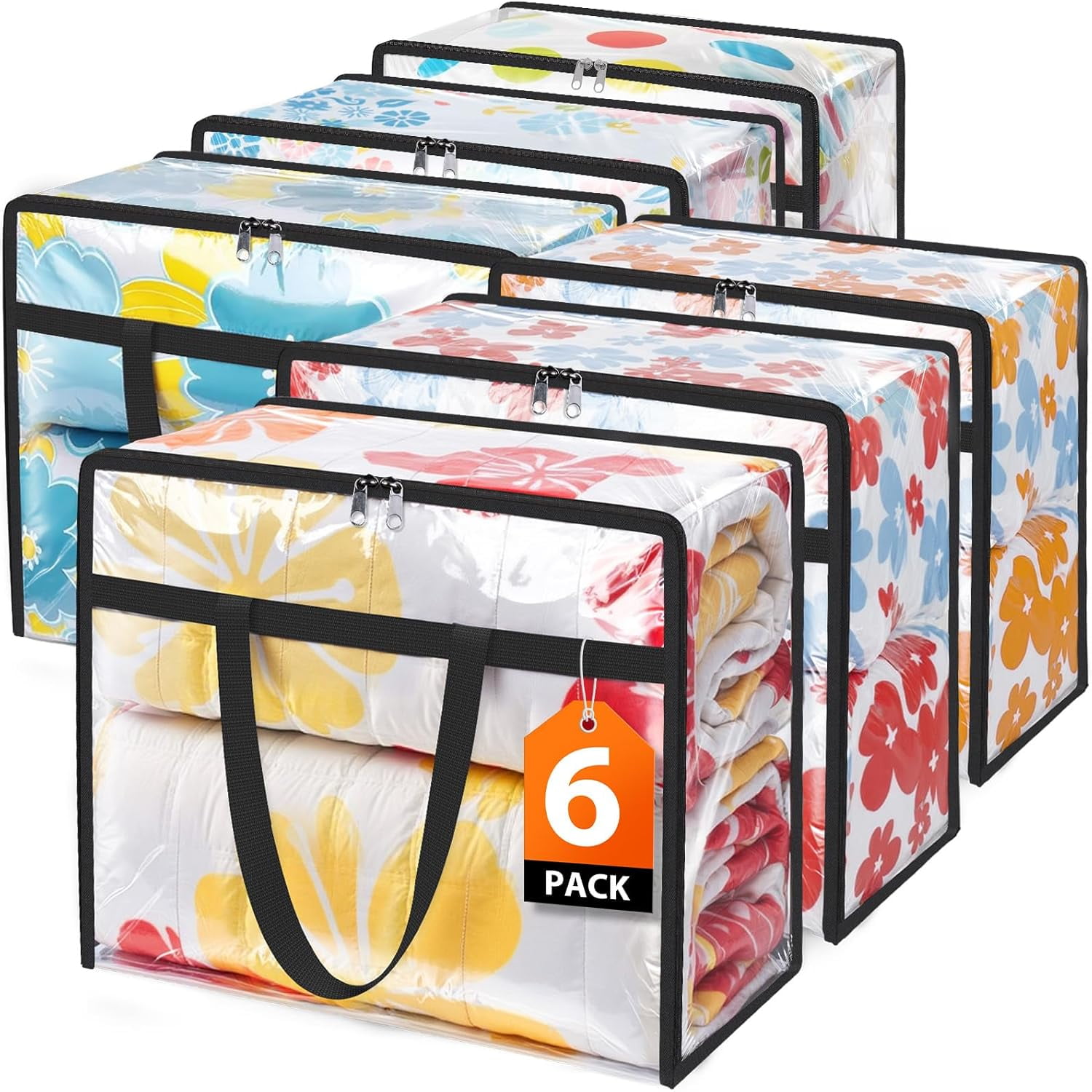 Clear Clothes Storage Bags, 6 Pack Closet Organizers and Under Bed ...