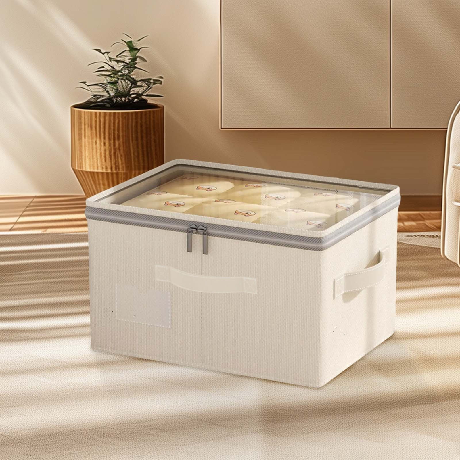 Clear Clothes Storage Box with Double Zipper Under Bed Storage ...