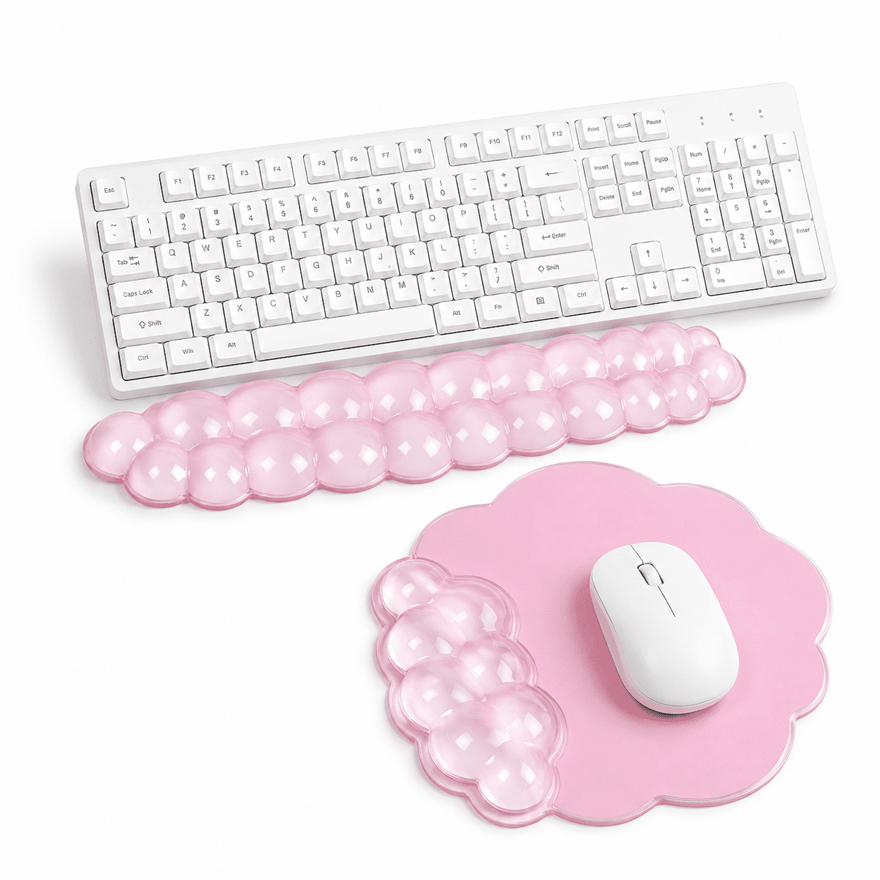 Clear Cloud Pink 2-in-1 Gel Wrist Rest and Mouse Pad Set for Office ...