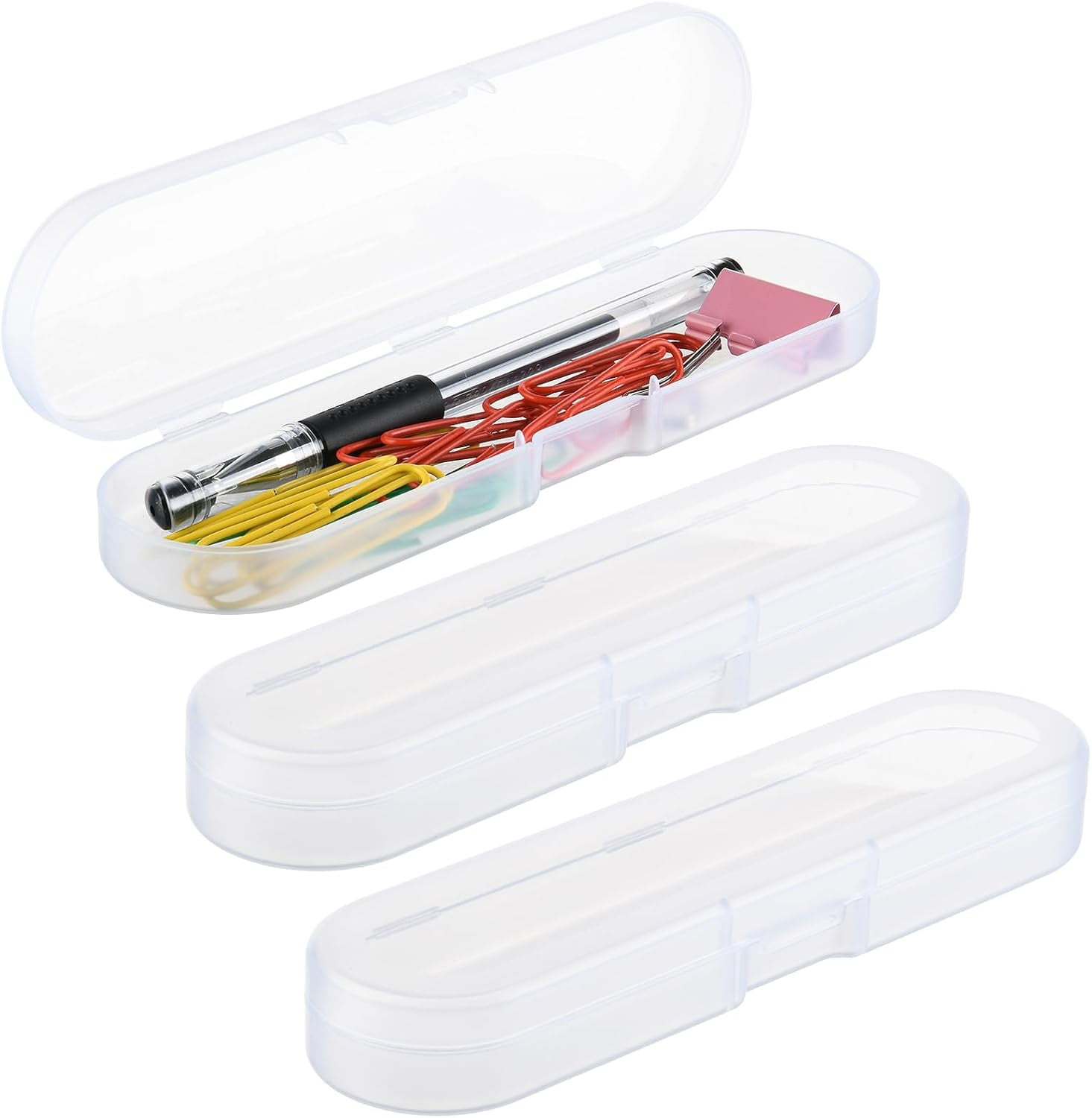 Clear Color Pack of 3 Mini Craft Pencil Container Case Box Storage ...