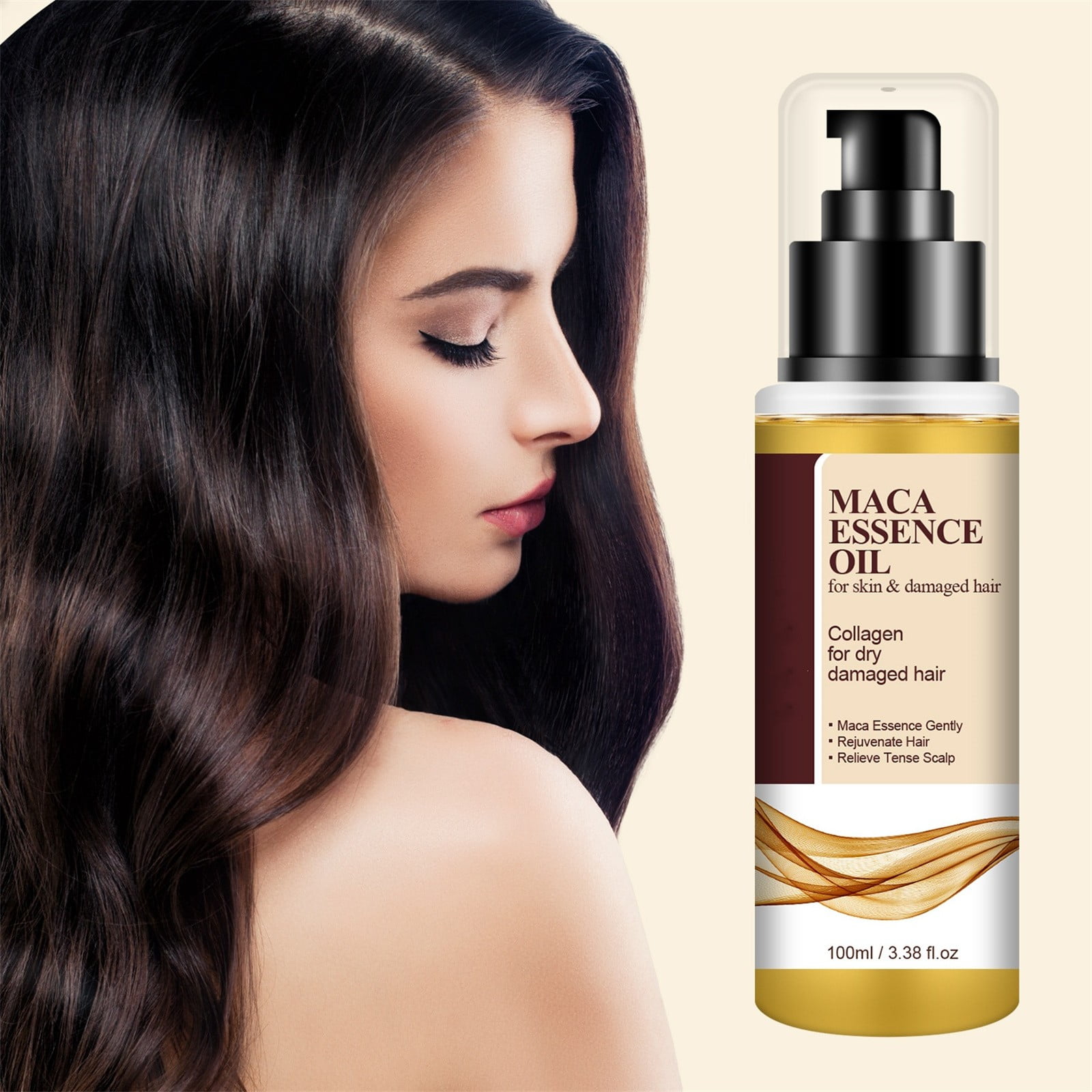 Clear Compact Natural Tips Maca Oil Weightless Hair Oil For Damaged ...