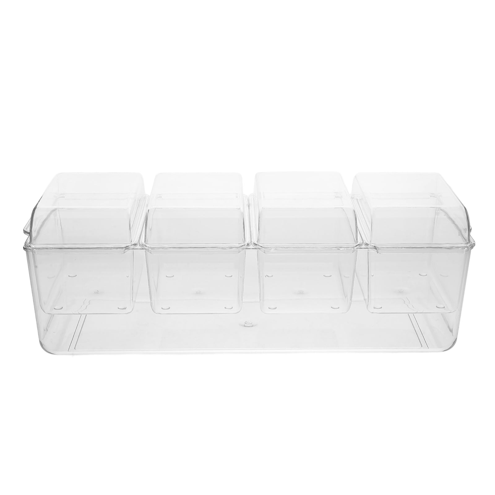 Clear Condiment Server Organizer On Ice With Containers And Lid Plastic ...