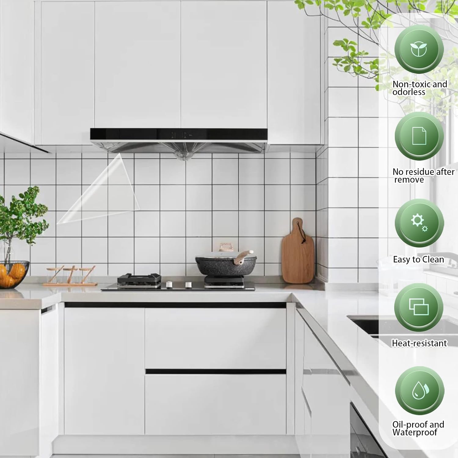 Clear Contact Paper Roll Self-Adhesive Kitchen Backsplash Wall ...