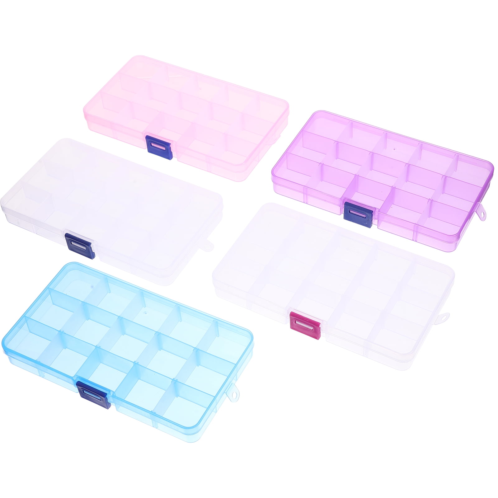 Clear Container with Lid Plastic 5 Pcs Storage Box Compartment ...
