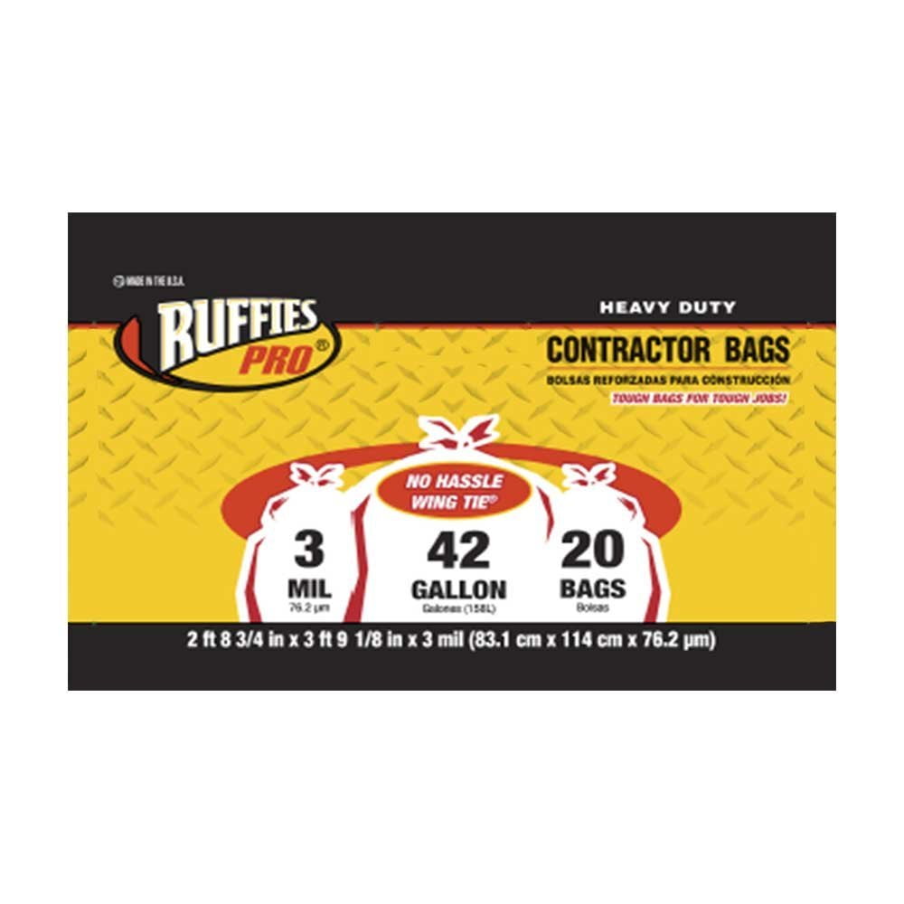 Clear Contractor Bags, Ruffies Pro, 3 mil, 42 Gallon 20 ct - Walmart.com