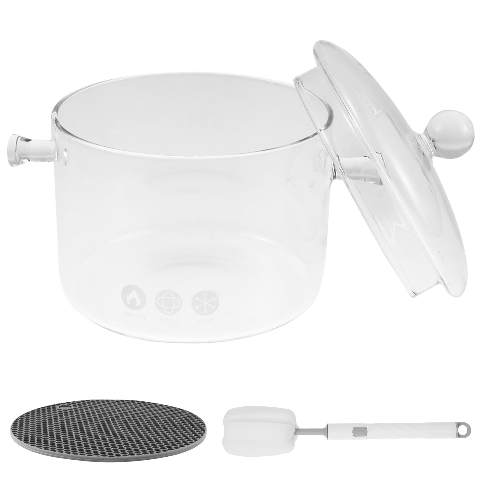 Clear Cooking Pot with Lid 1300/1900ml Non Stick Glass Simmer Pot Heat ...