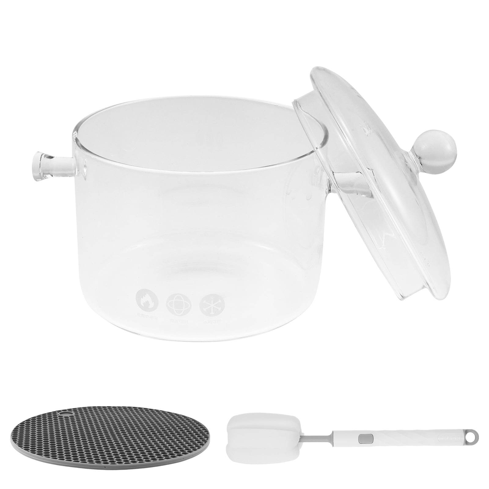 Clear Cooking Pot with Lid 1300/1900ml Non Stick Glass Simmer Pot Heat ...