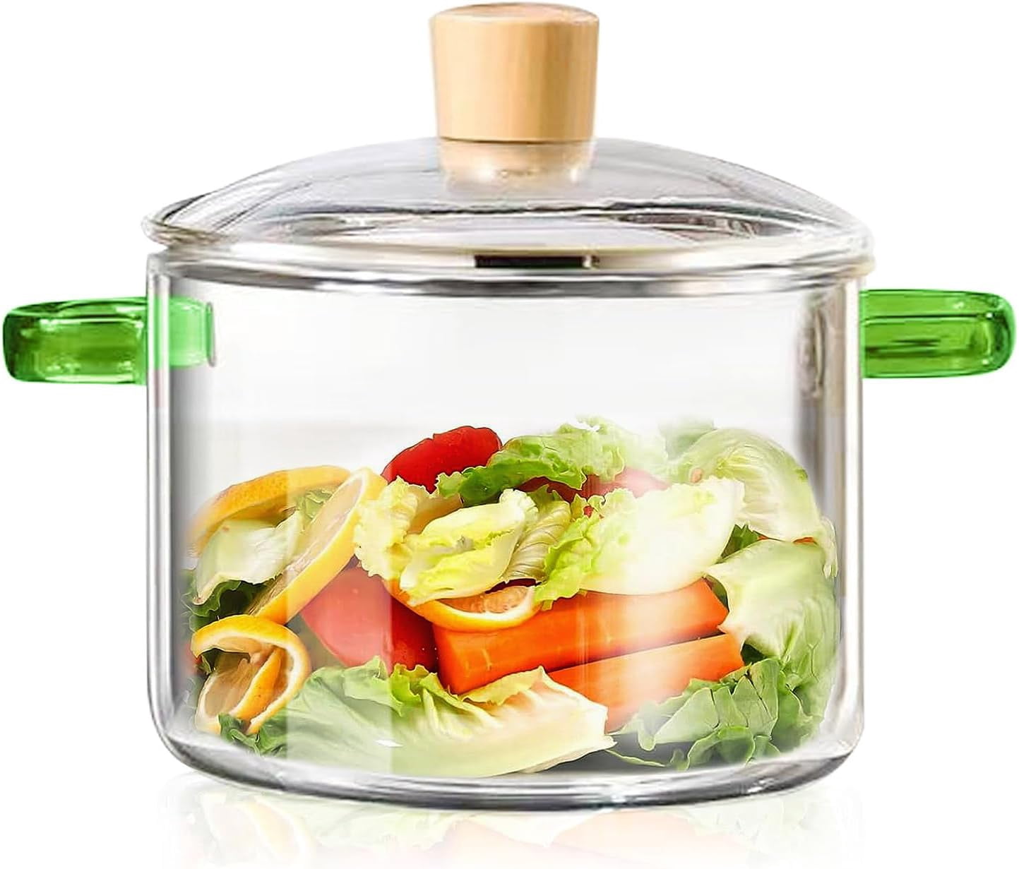 Clear Cooking Pots 1.5L(50oz) High Borosilicate Cooking Pot,Cooking ...