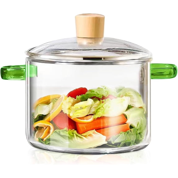 Clear Cooking Pots 1.5L(50oz) High Borosilicate Cooking Pot,Cooking ...