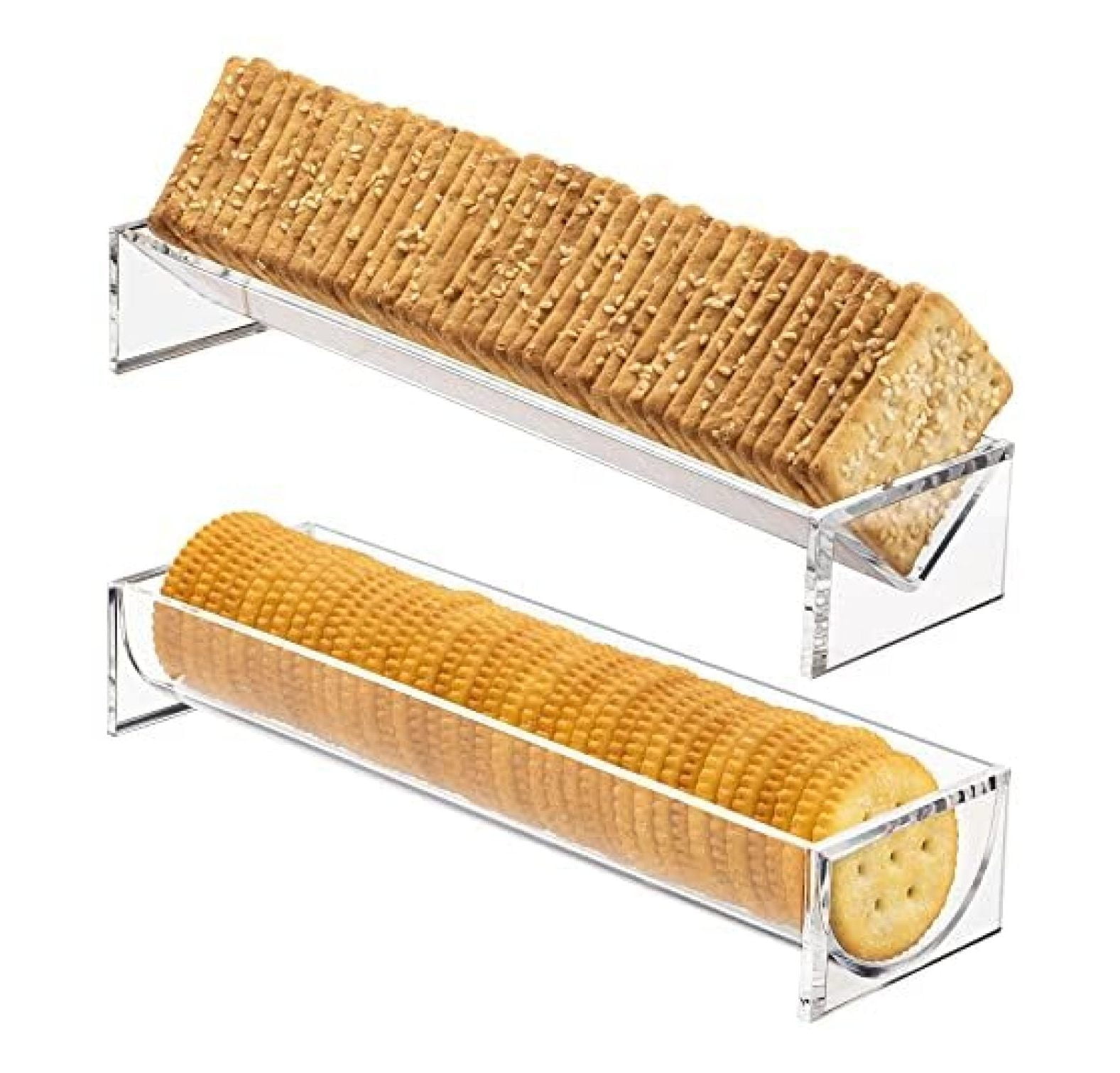 Clear Cracker Tray for Serving, Set of 4 Rectangular Cracker Holder for ...