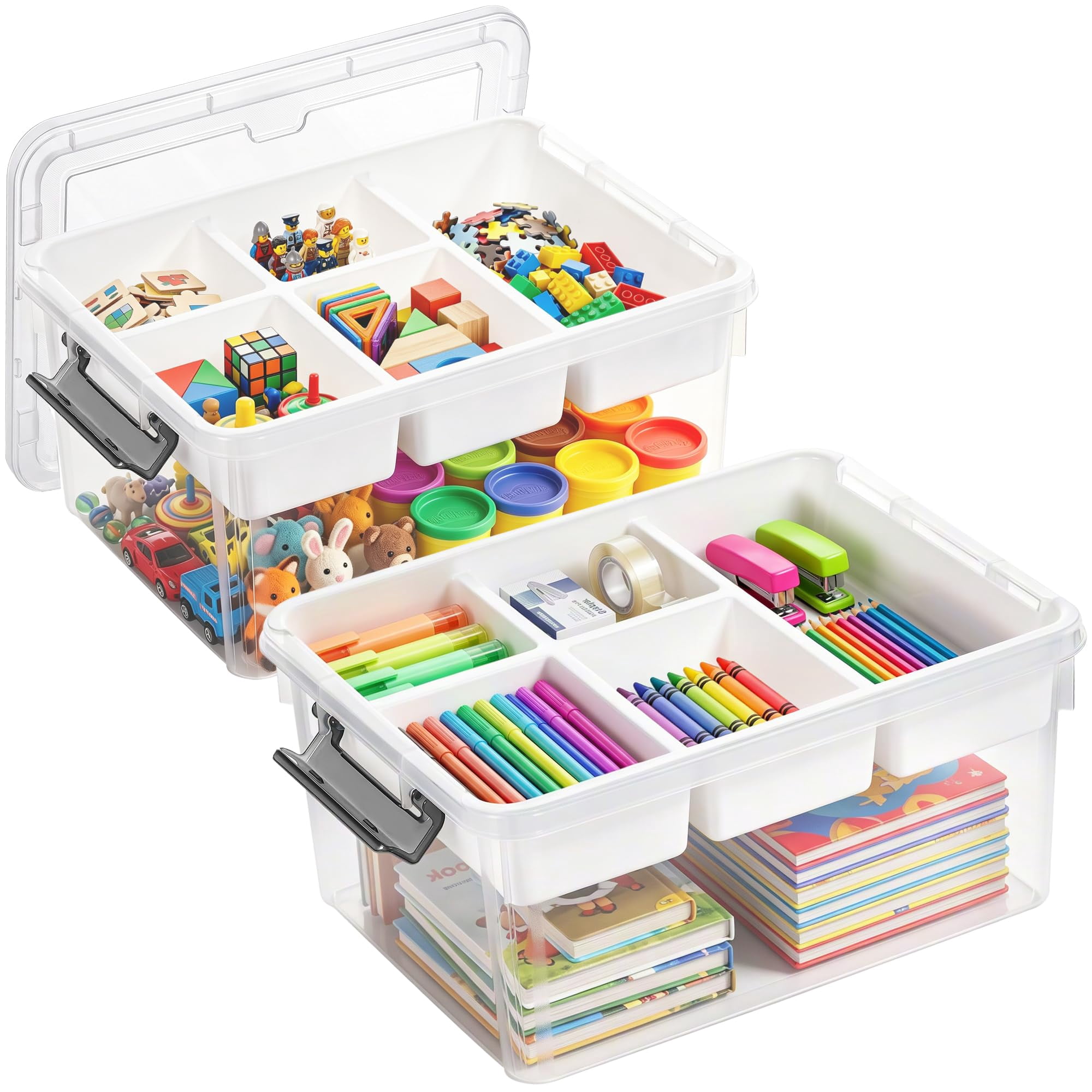 Clear Craft Organizers and Storage Box with Removable Tray - Walmart.com