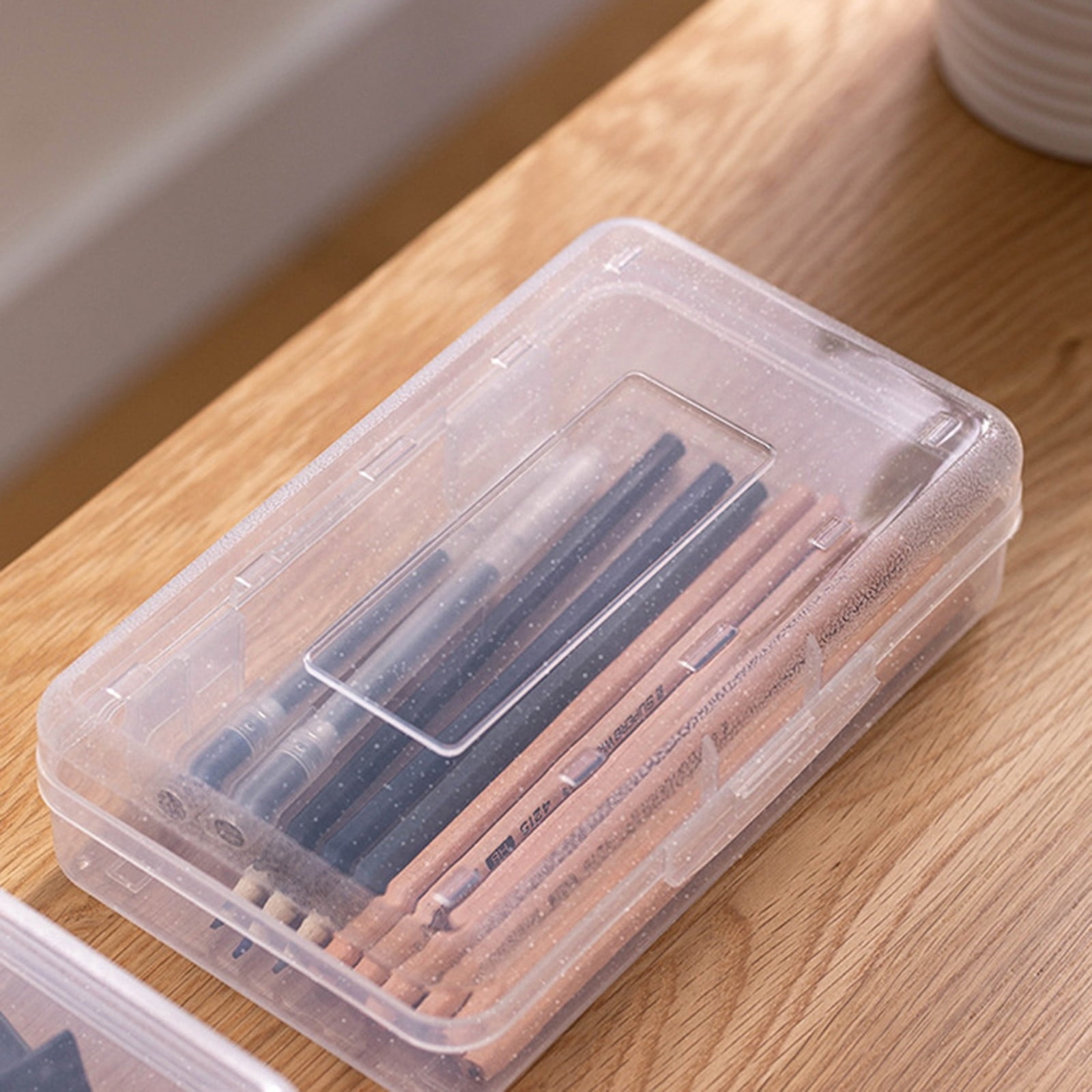 Clear Crayon Case, Plastic Large Capacity Pencil Boxes Clear Boxes With Lid Stackable Design ...