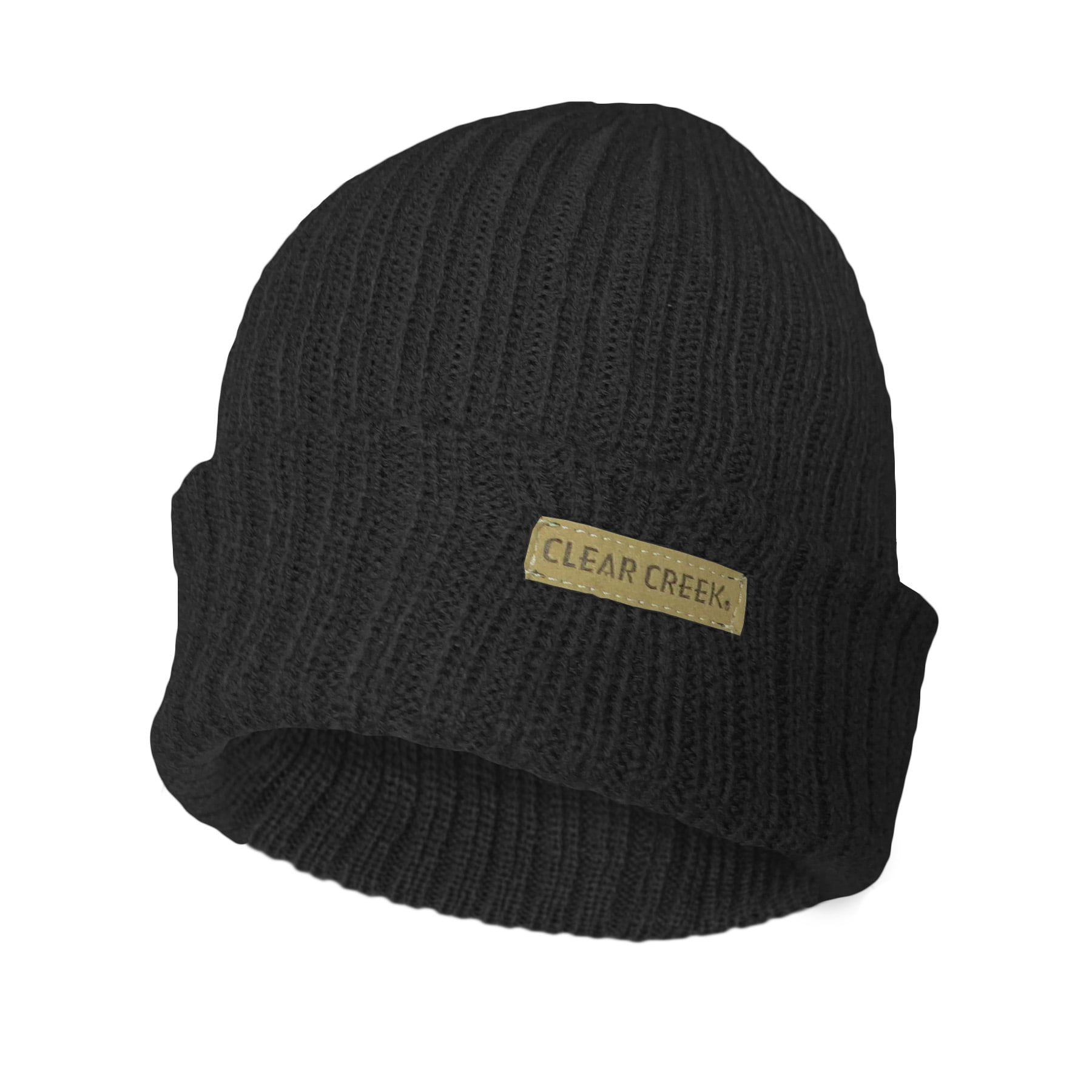 Clear Creek Men's Rib-knit Cuffed Beanie Hat, Black, Warm Acrylic, One ...