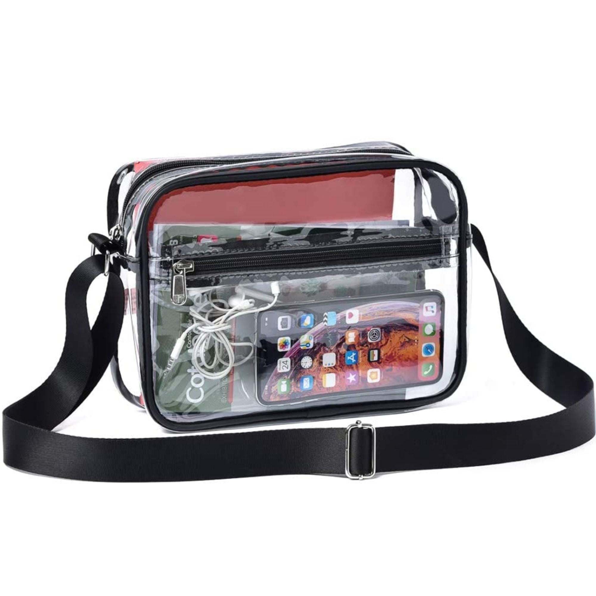 Clear Crossbody Bag, HFDR Stadium Approved Shoulder Bag with Adjustable ...