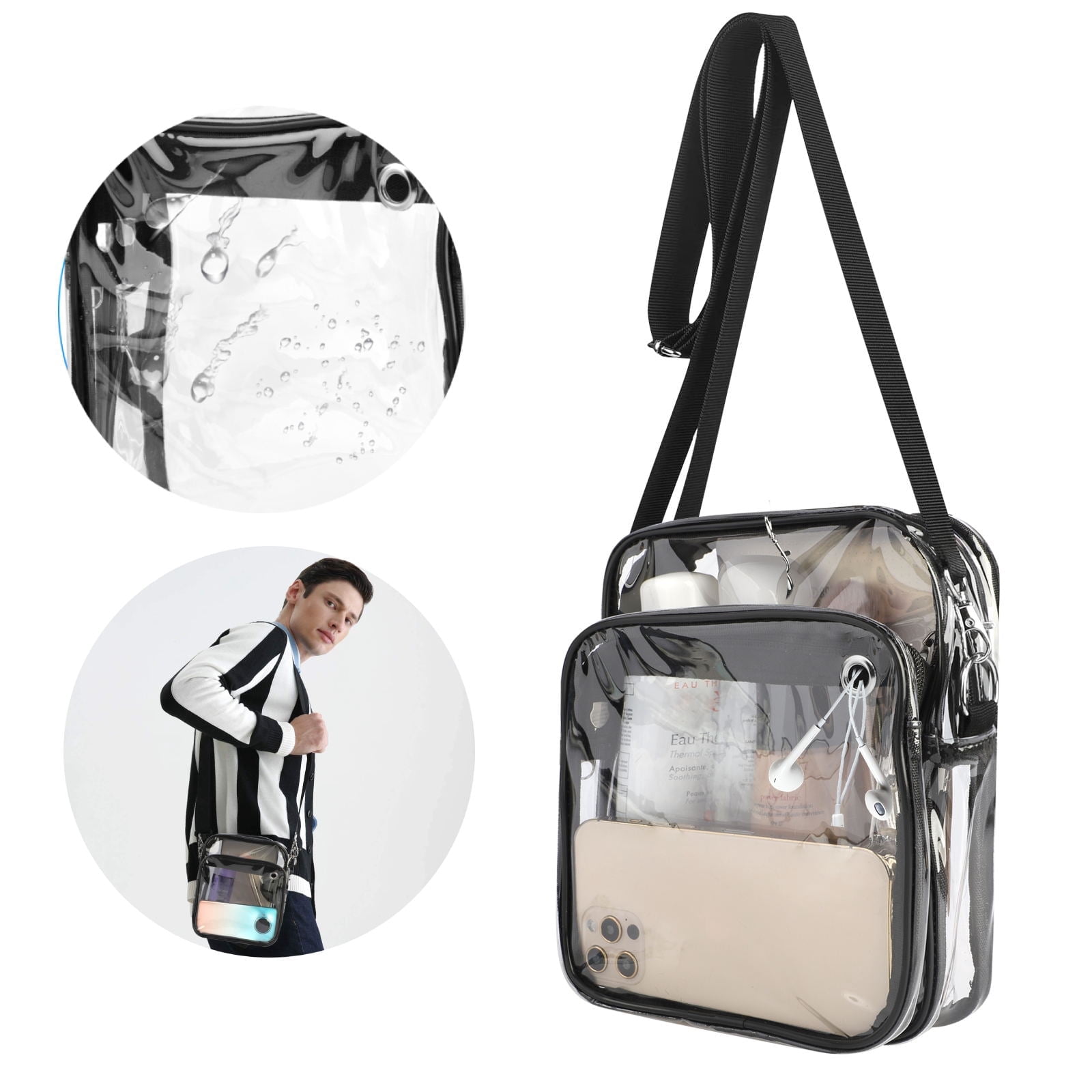 Clear Crossbody Bag, Stadium Approved Clear Bag for Concert, Waterproof ...