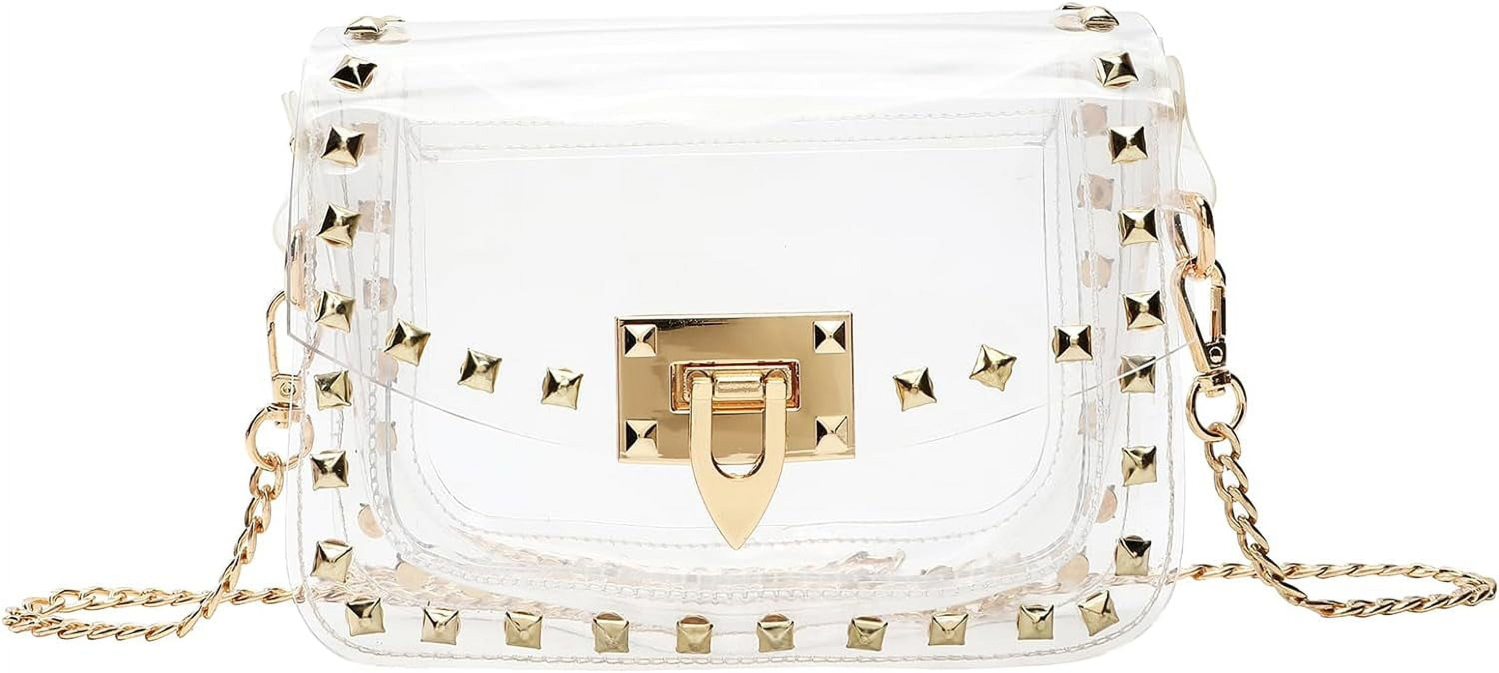 Clear Crossbody Purse Bag Stadium Approved with Studded Rivet for Women ...