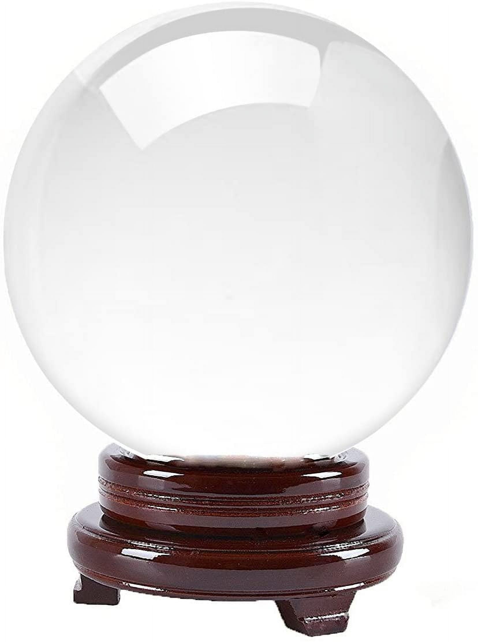 Clear Crystal Ball 8 inch (200mm) Diameter with Wooden Stand - Walmart.com
