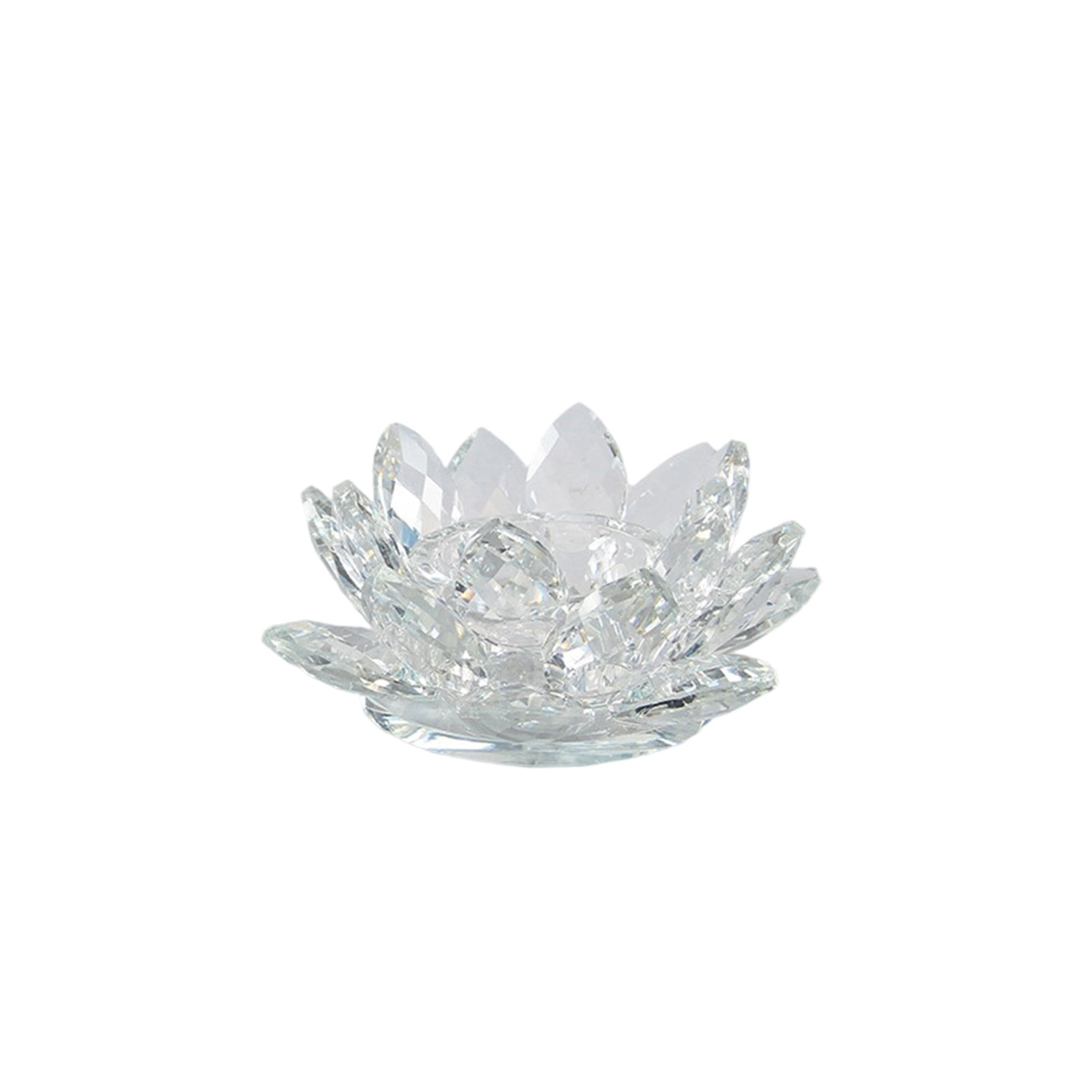 Clear Crystal Flower Tealight Candle Holder Glass Decoration For ...