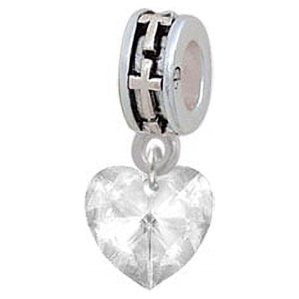 Clear Crystal Heart - Cross Charm Bead - Walmart.com