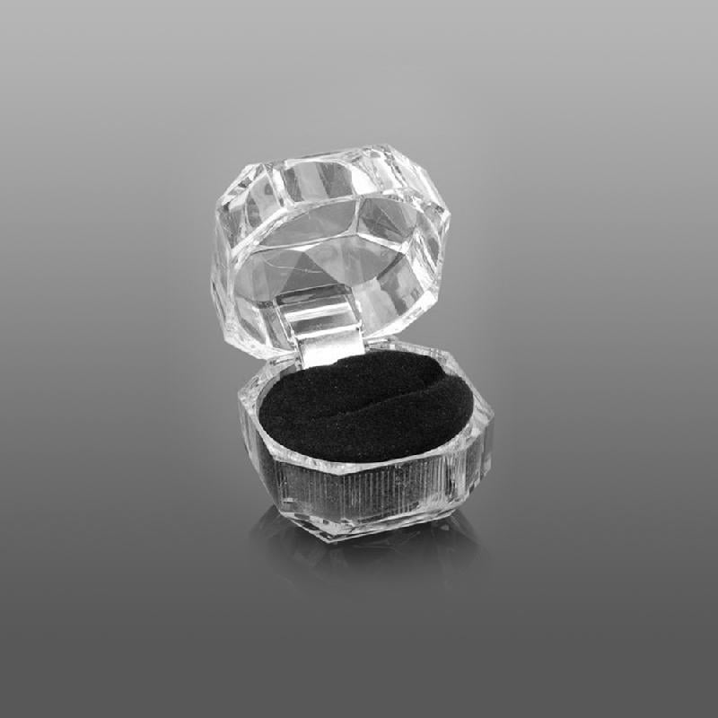 Clear Crystal Ring Gift Boxes Octagon Square Ring Storage Box Acrylic ...