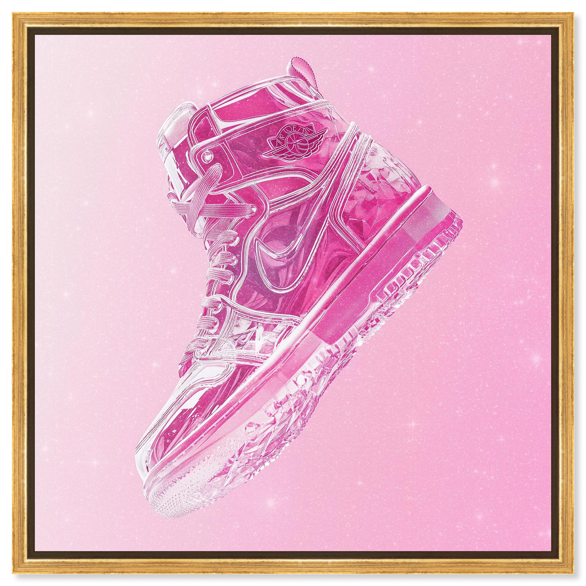 Clear Crystal Sneaker Canvas Pink Gaming Prints by Art Remedy, Gold ...