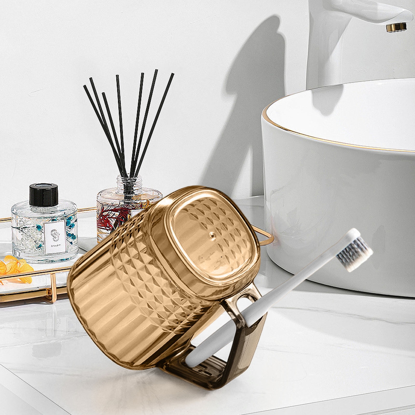 Clear Crystal Toothbrush Holders,Glass Wash Cups,Non-Slip Base ...