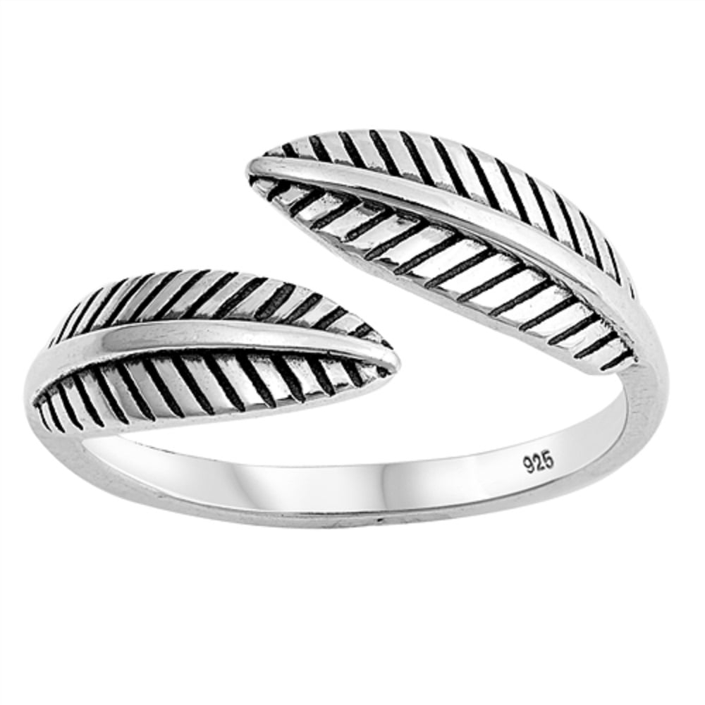 Clear Cubic Zirconia Double Feather Open Ring Size 4 - Walmart.com