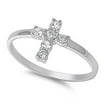 Clear CZ Sideways Cross Christian Purity Ring Sterling Silver Band ...