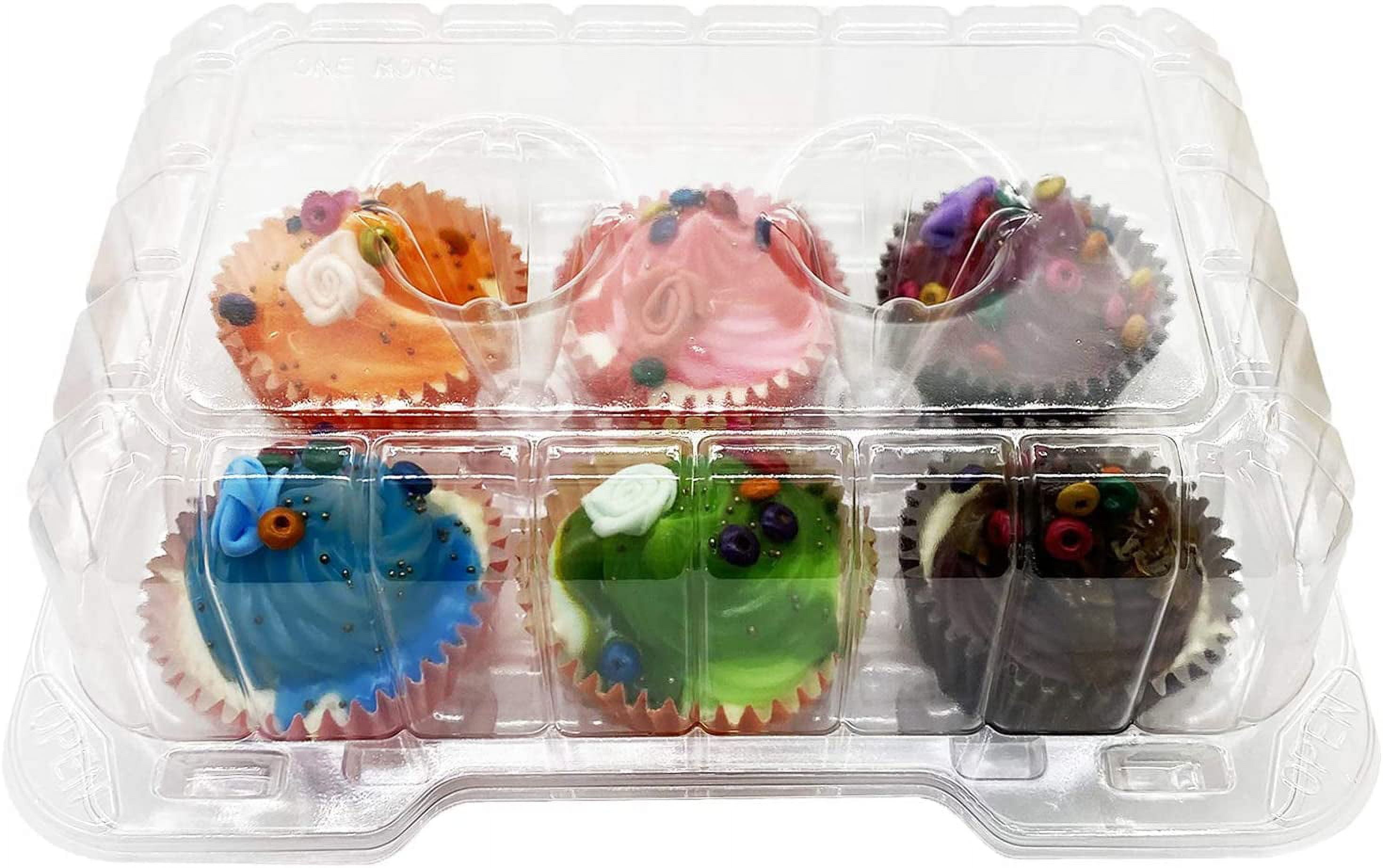 Clear Cupcake Containers,12pc Plastic Disposable High Dome Cupcake ...