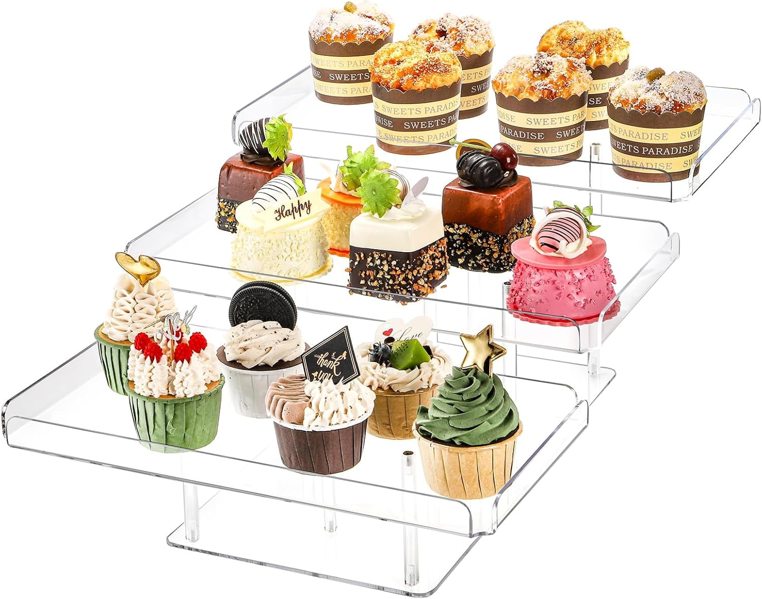 Clear Cupcake Stand, 3 Tiered Acrylic Dessert Table Display Set, Food ...