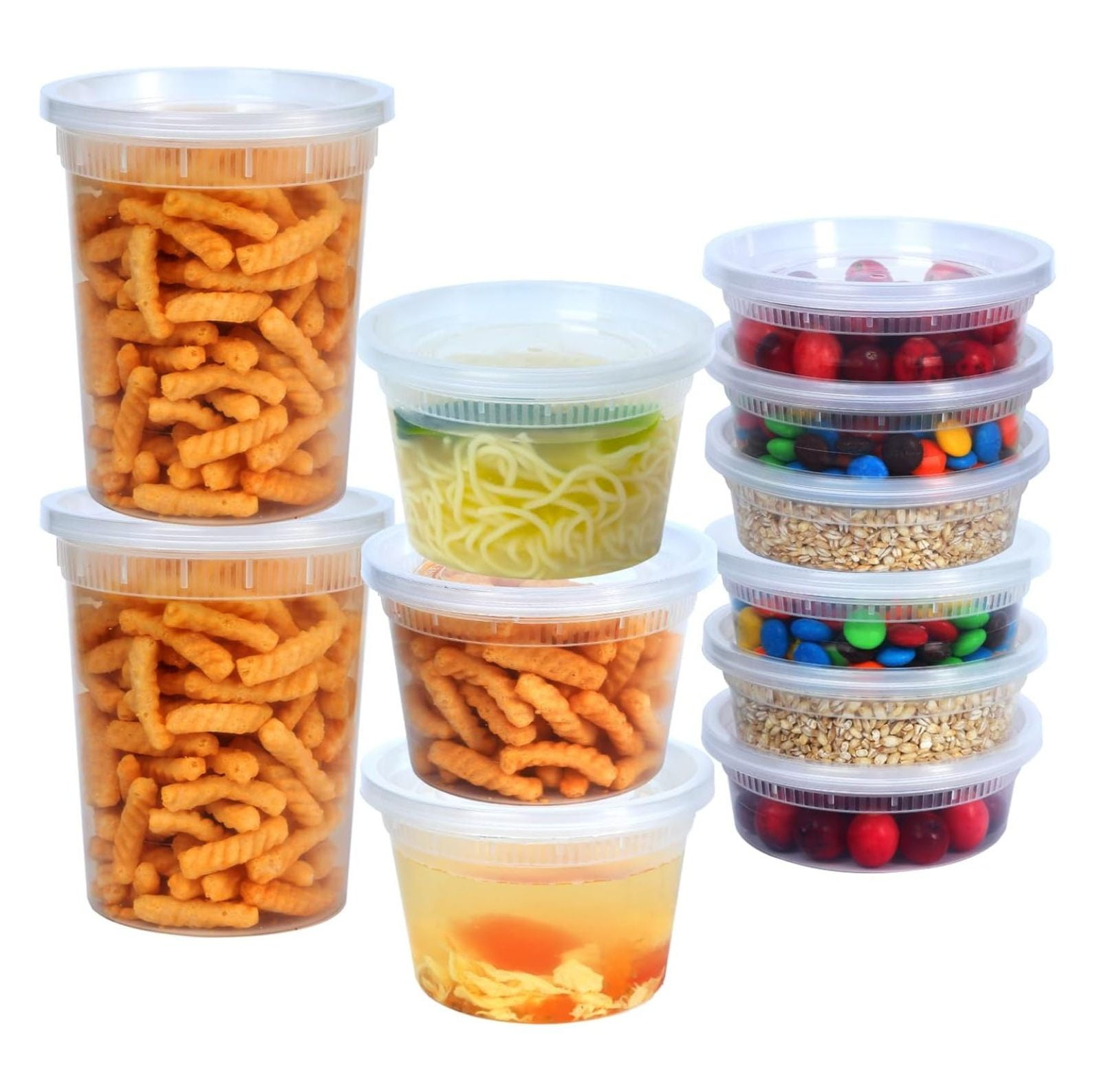 Clear Deli Containers with Lids Combo Pack (24 pack 8 oz, 24 pack 16 oz ...