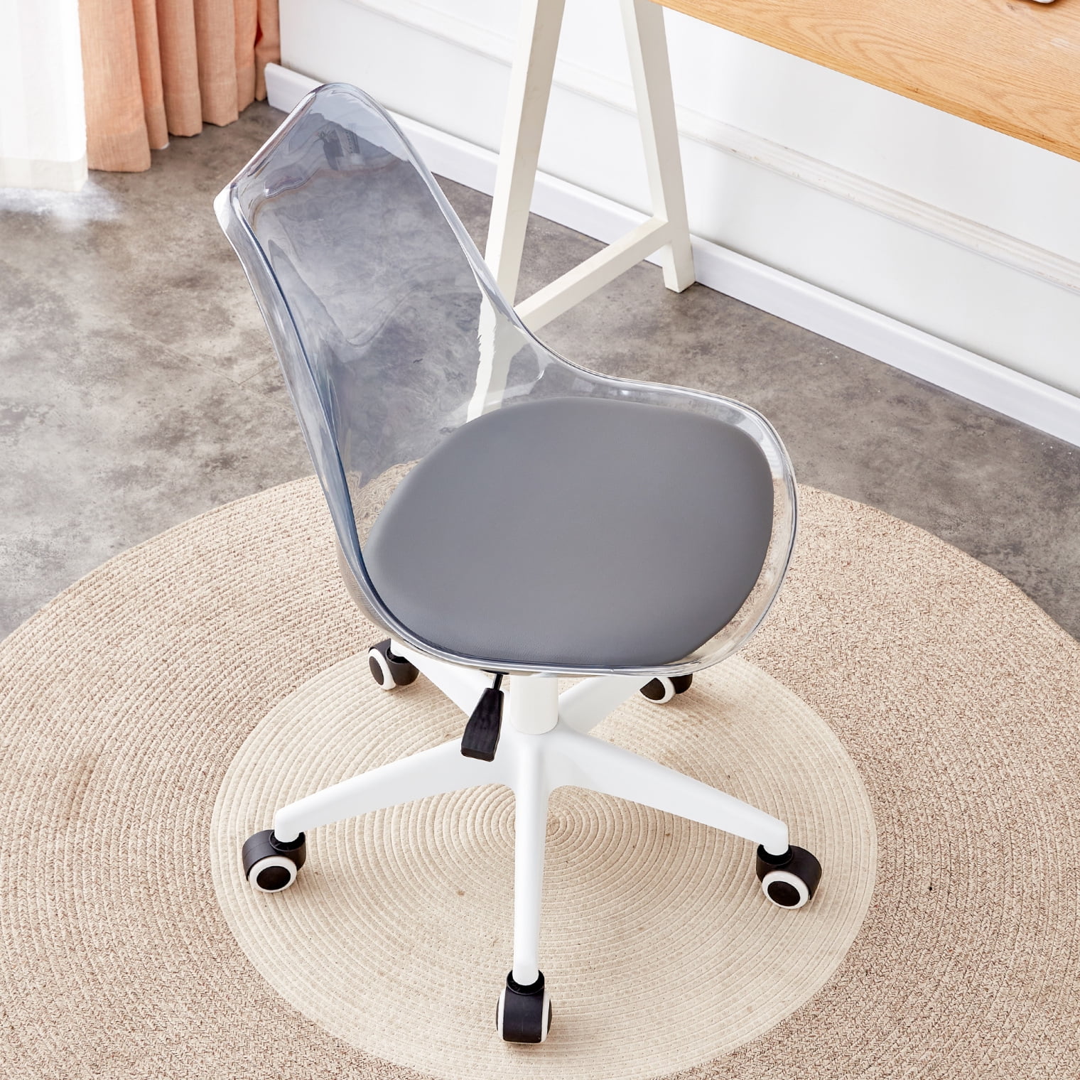 Clear Desk Chair, Modern Plastic Armless Computer Chair with Smooth ...
