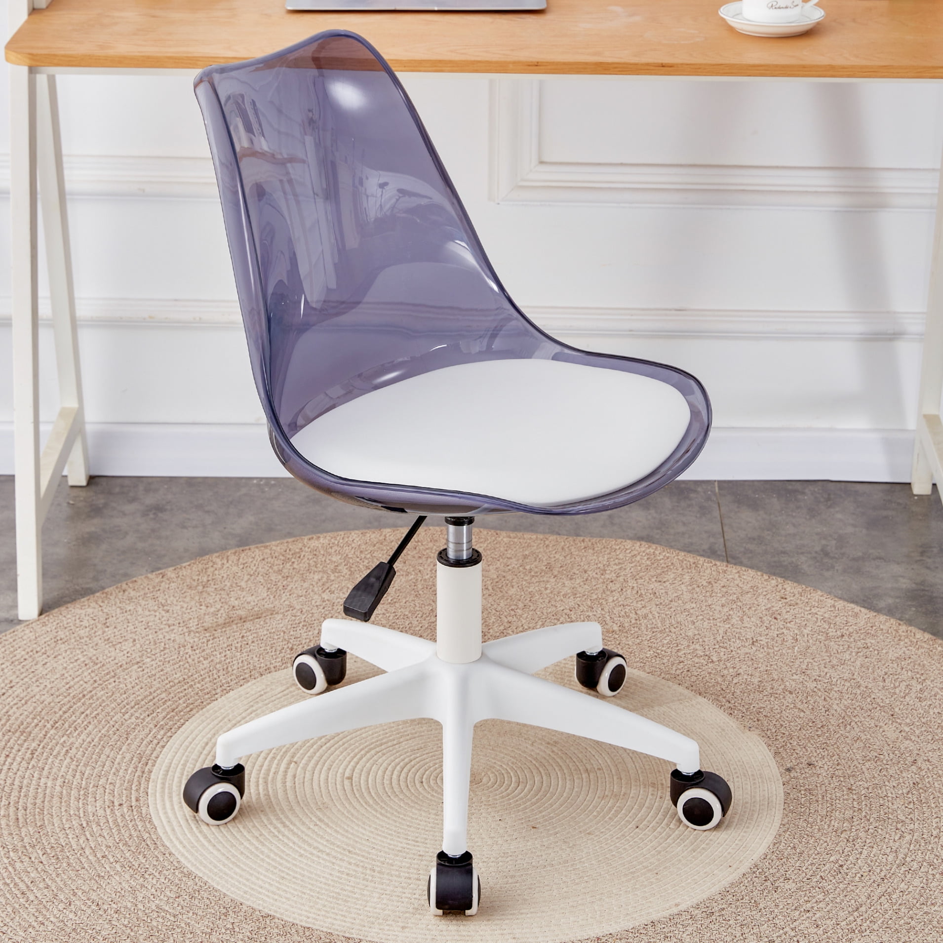 Clear Desk Chair, Modern Plastic Armless Computer Chair with Smooth ...