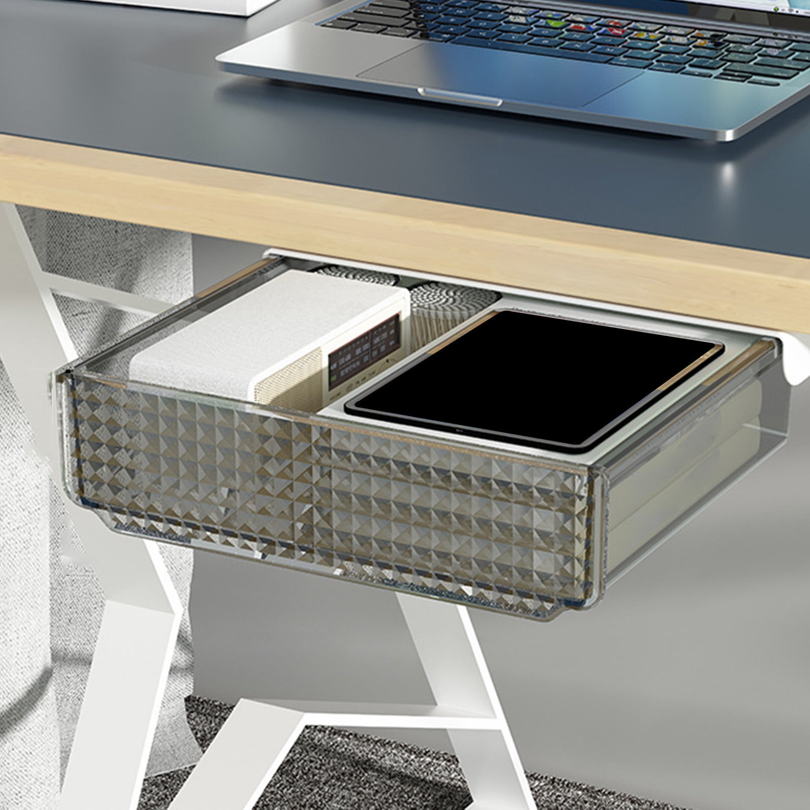 Clear Under Desk Drawer Organizer with Slide-Out Tray, No Punch ...