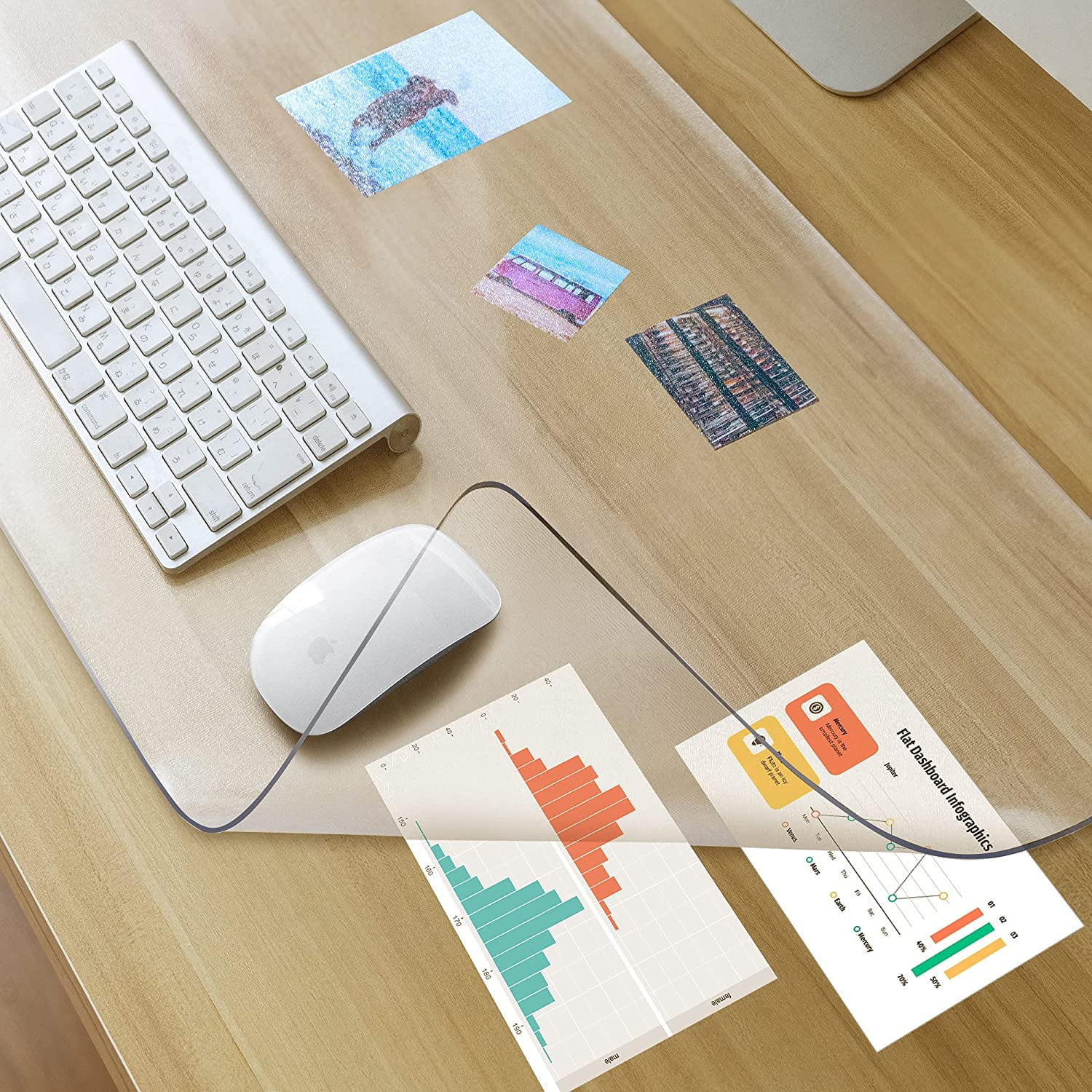 Clear Desk Mat on top of desks - 36 x 17 inches Transparent Plastic ...