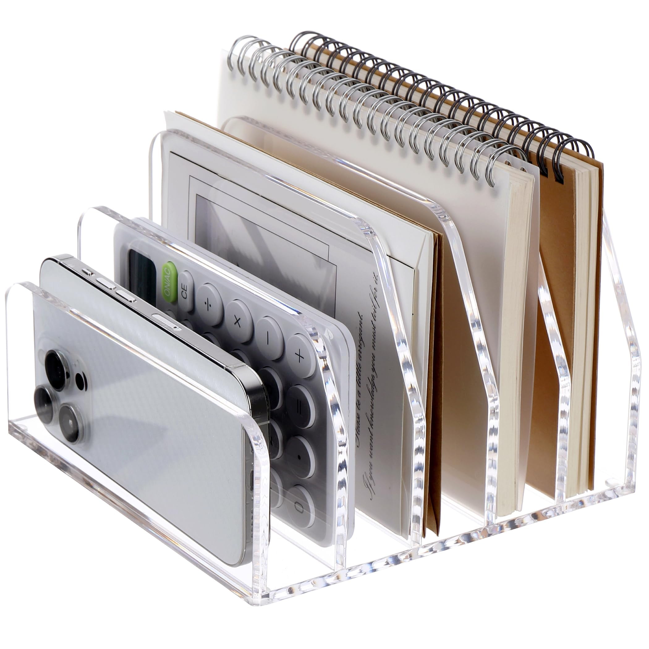 Clear Desktop File Organizer, 5 Compartments Acrylic Office Document ...