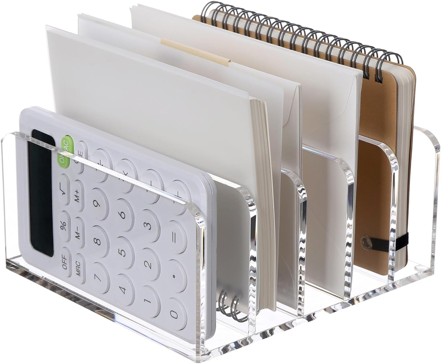Clear Desktop File Organizer, 5 Compartments Acrylic Office Document ...