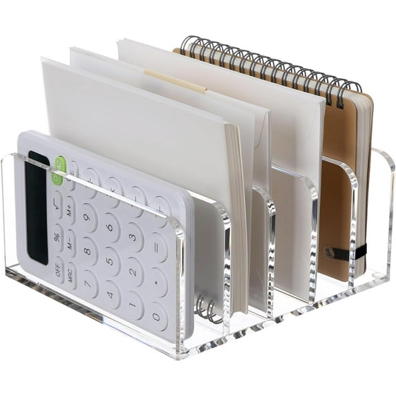 Clear Desktop File Organizer, 5 Compartments Acrylic Office Document ...