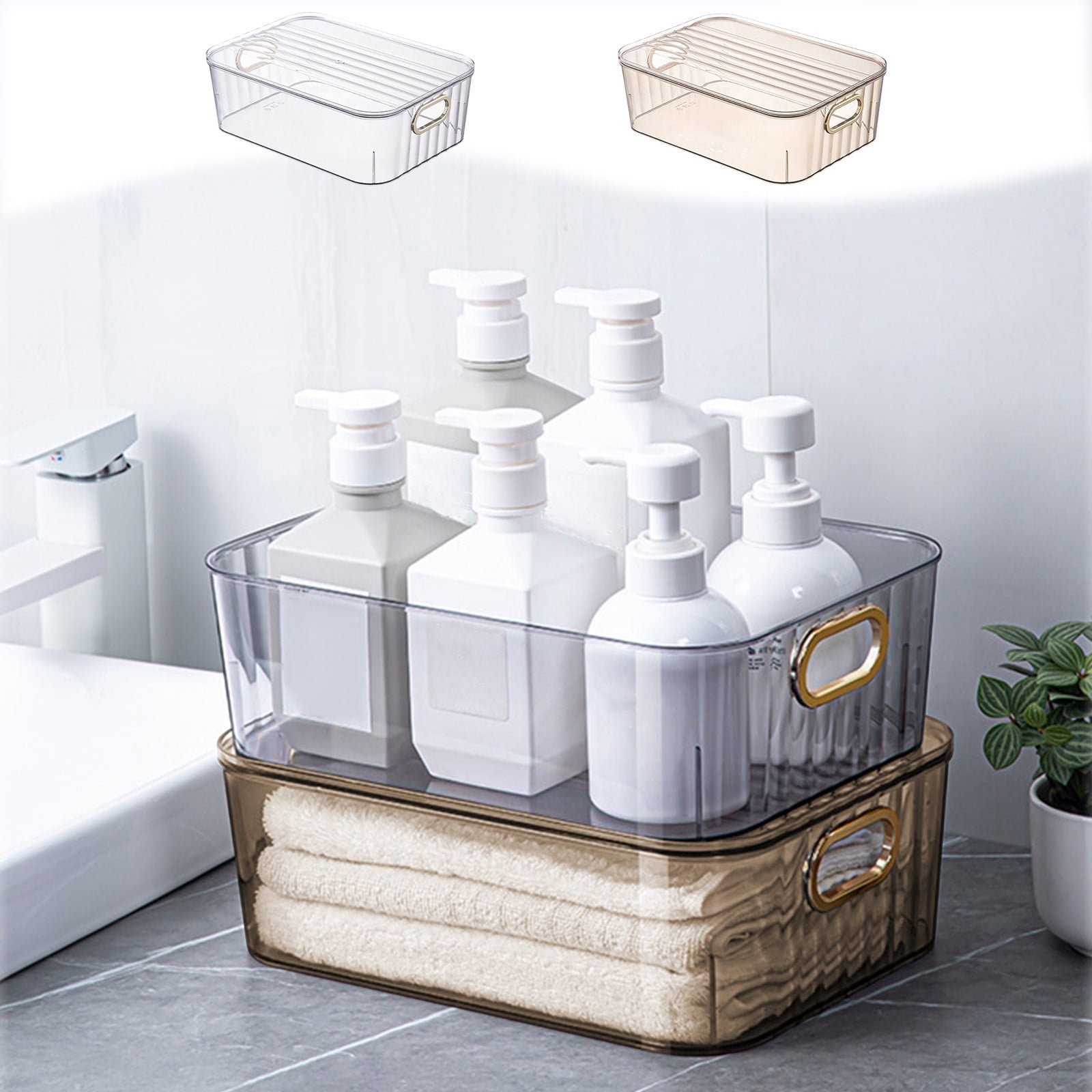 Clear Desktop Storage Organizer Box - Plastic Trapezoidal Container ...