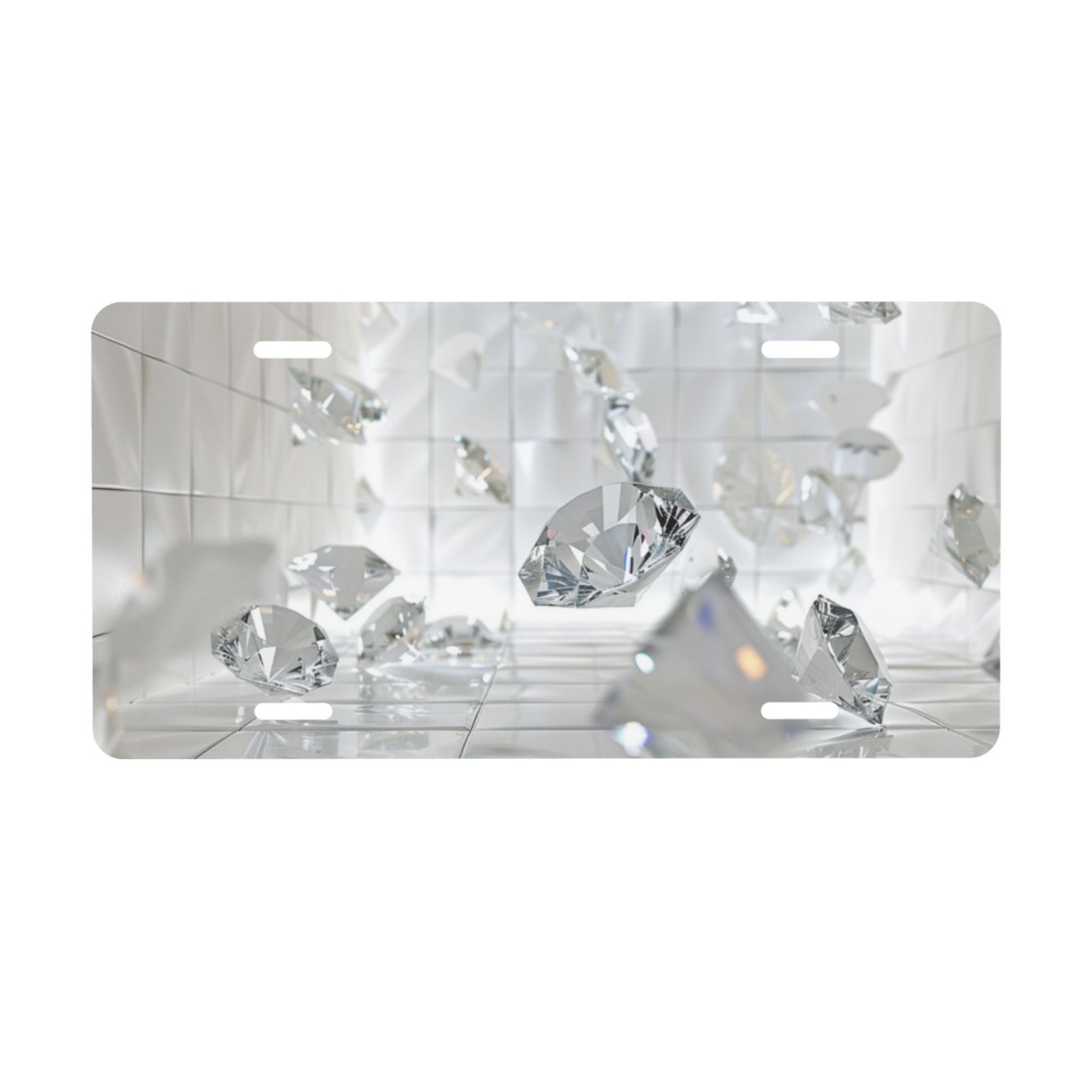 Clear Diamonds License Plate 6" x 12" Decorative Metal Car Front Tag ...